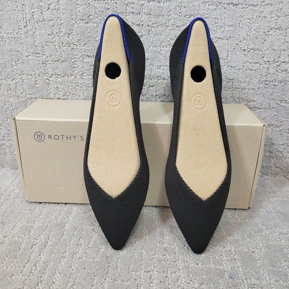 Rothy's | Shoes | Rothys The Point Solid Black Pointed Toe Slip On Flat ...